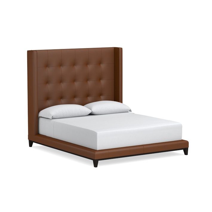 Presidio Extra Tall Box Tufted Leather Bed | Williams Sonoma