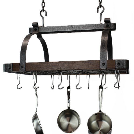 Enclume Sig Steel & Tigerwood Rectangular Pot Rack | Williams Sonoma