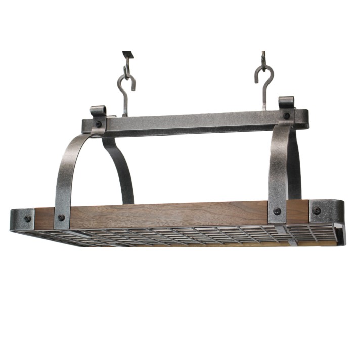 Enclume Sig Steel & Tigerwood Rectangular Pot Rack | Williams Sonoma