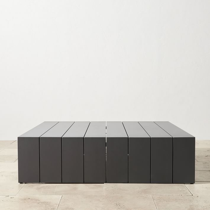Larnaca Outdoor Slate Grey Metal Square Coffee Table | Williams Sonoma