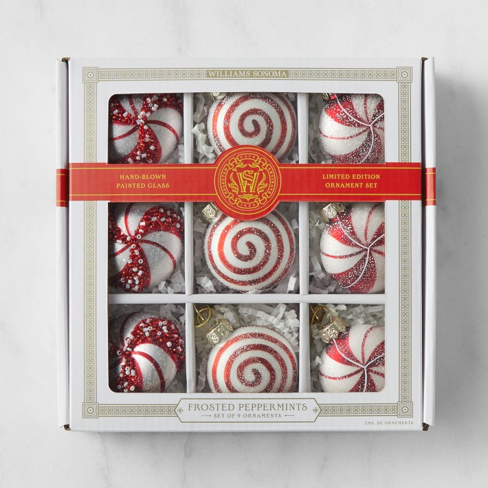 Peppermint Candy Ornaments, Set of 9 | Williams Sonoma