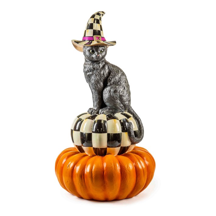Mackenzie Childs Black Cat Pumpkin Trophy Topiary | Williams Sonoma