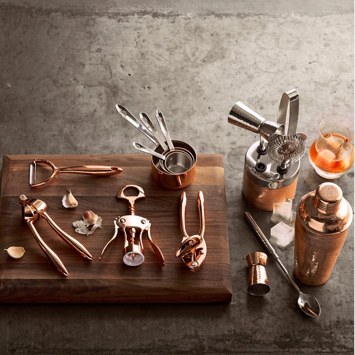 Copper Hammered Bar Tool Set | Bar Accessories | Williams Sonoma