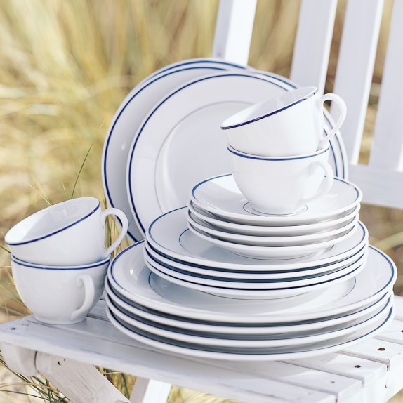 Apilco Tradition Blue-Banded Porcelain Dinnerware Collection + Place ...