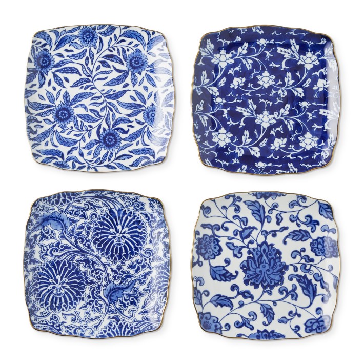 Marlo Thomas Blue Floral Appetizer Plates, Set of 4 | Williams Sonoma