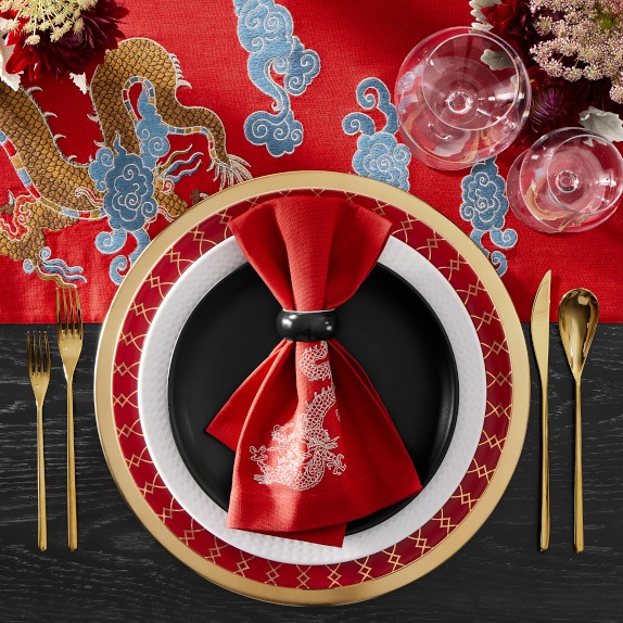 Lunar Dragon Embroidered Napkins, Set of 4 | Williams Sonoma