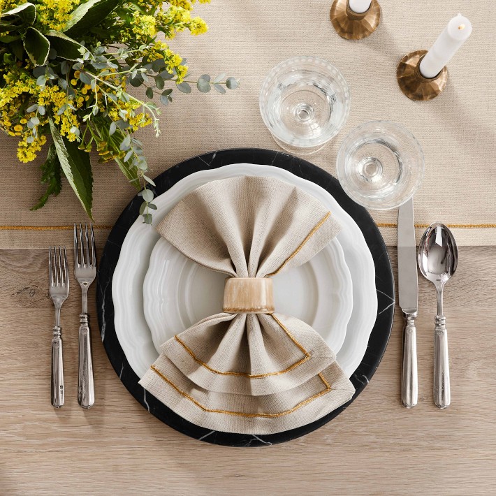 Gold Border Napkins, Set of 4 | Williams Sonoma