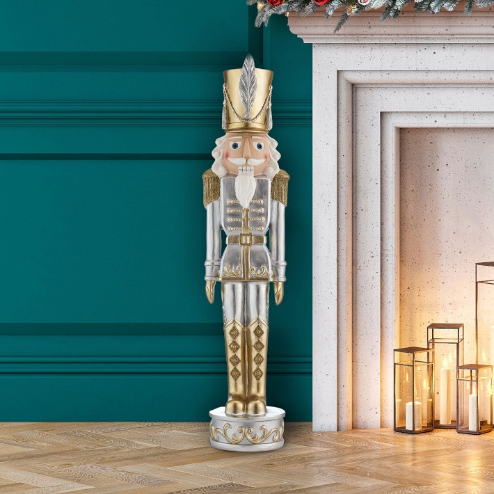 Outdoor Gold & Silver Nutcracker, 37" | Williams Sonoma