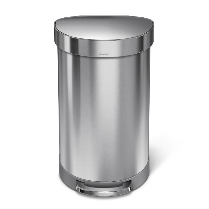 simplehuman 45 Liter Semi-Round Kitchen Step Trash Can, Brushed ...