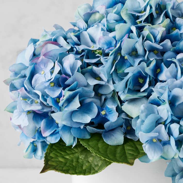 AERIN Real Touch Faux Blue Hydrangea Arrangement in White Pot ...