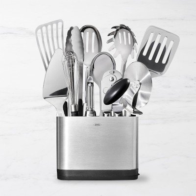 OXO Stainless-Steel Utensils with Utensil Holder, Set of 15 | Williams ...