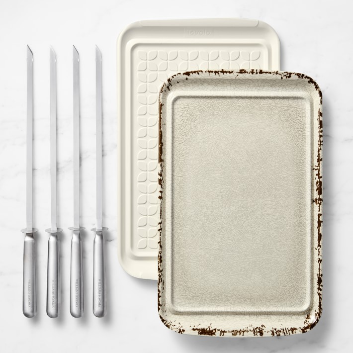 Williams Sonoma Rustic Grill Prep Trays with Stainless-Steel Skewers ...