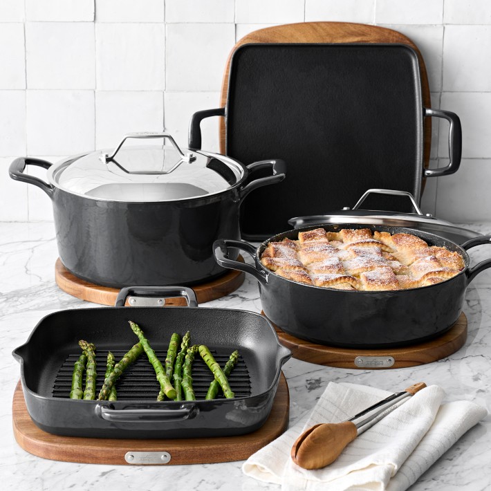 All-Clad Enameled Cast Iron Grill Pan with Trivet, 11" | Williams Sonoma