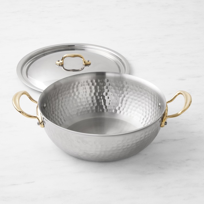 Mauviel M'Elite B Hammered Stainless-Steel Wok, 5-Qt. | Williams Sonoma