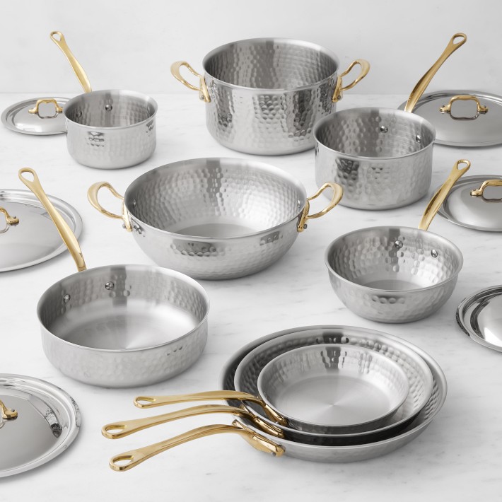 Mauviel M'Elite B Hammered Stainless-Steel 15-Piece Set | Williams Sonoma