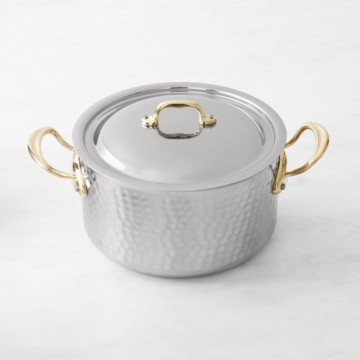 Mauviel M'Elite B Hammered Stainless-Steel Dutch Oven | Williams Sonoma
