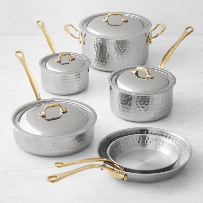 Mauviel M'Elite B Hammered Stainless-Steel 10-Piece Cookware Set ...