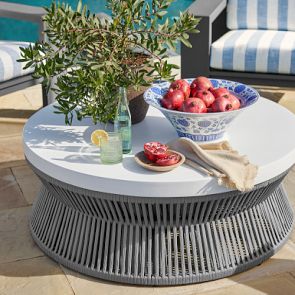 Pasadena Outdoor Fiberstone and Rope Round Coffee Table (44 ...