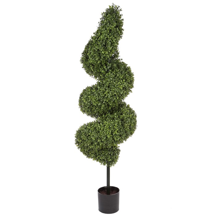 Faux Boxwood Spiral Tree, Indoor/Sheltered Outdoor, 5' | Williams Sonoma