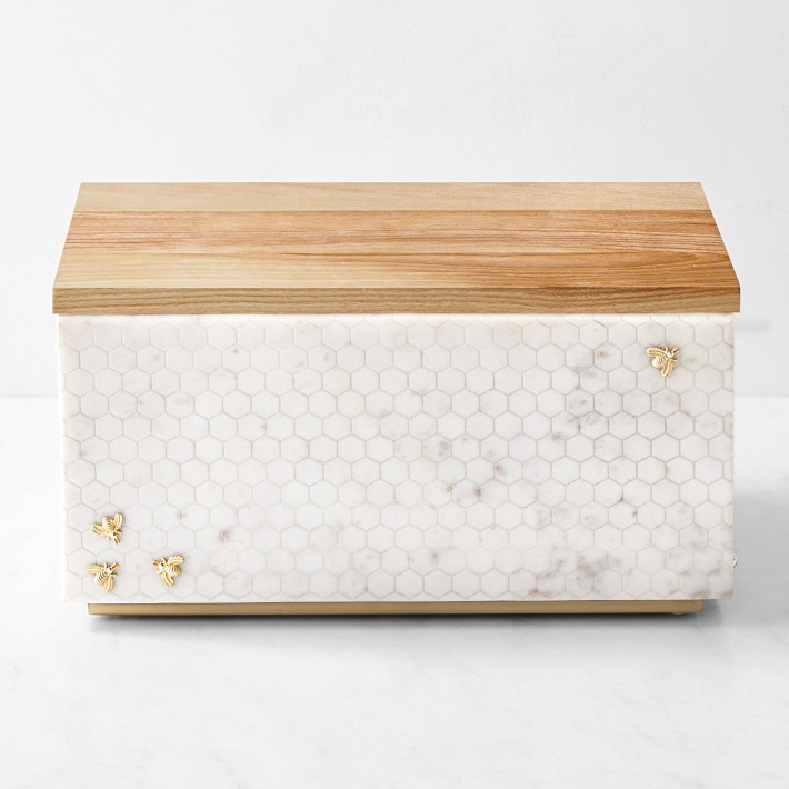 Williams Sonoma Honeycomb Marble Bread Box | Williams Sonoma