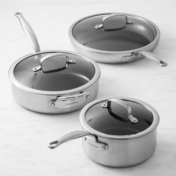 GreenPan™ Premiere Stainless-Steel Ceramic Nonstick 6-Piece Cookware ...
