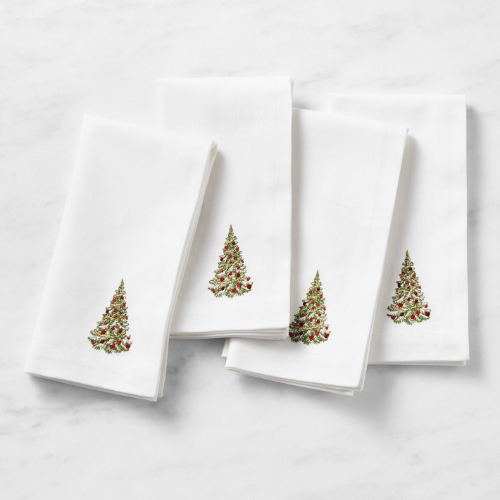 Embroidered Holiday Napkins, Set of 4 | Williams Sonoma