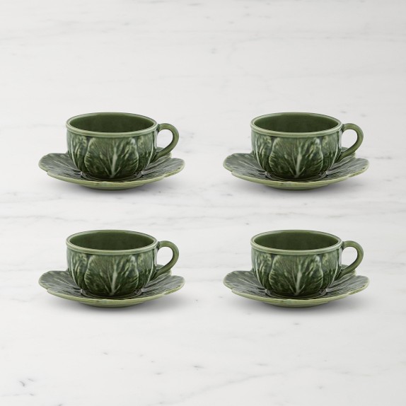 Bordallo Pinheiro Cabbage Tea Cup & Saucer, Set of 4 | Williams Sonoma
