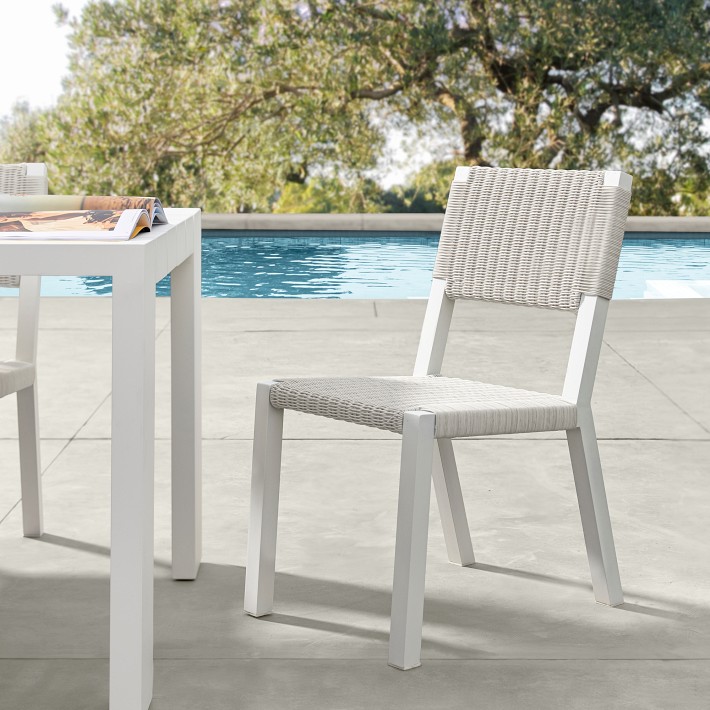 Larnaca Outdoor White Metal x All Weather Weave Dining Side Chair