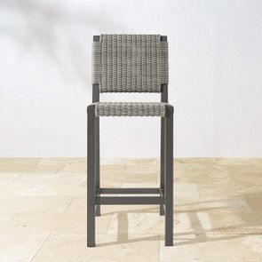 Larnaca Slate Grey Metal x All-Weather Weave Bar Stool | Williams Sonoma