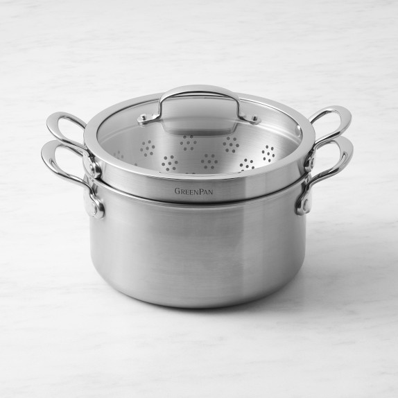 GreenPan™ Premiere Stainless-Steel Ceramic Nonstick Steamer Multipot, 6 ...