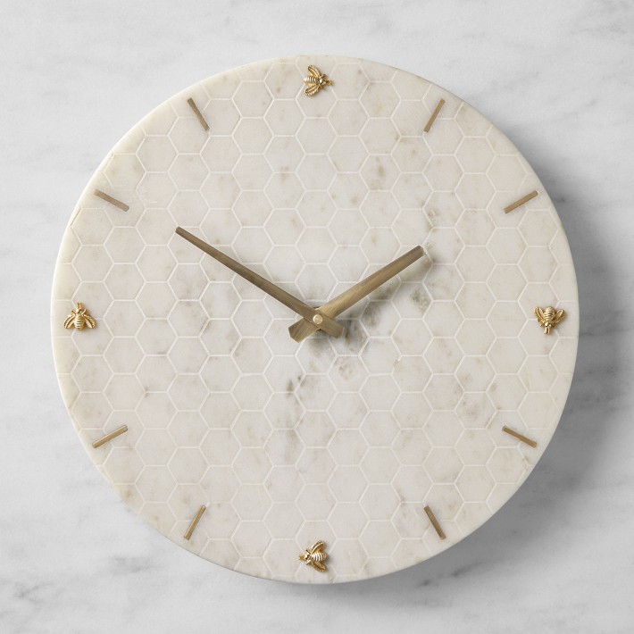 Williams Sonoma Honeycomb Marble Clock | Williams Sonoma