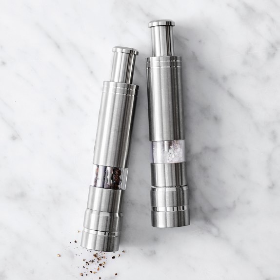 Fletchers' Mill One Handed Stainless-Steel Salt & Pepper Grinders ...
