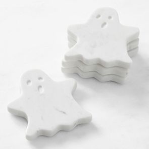 White Marble Ghost Coasters, Set of 4 | Williams Sonoma