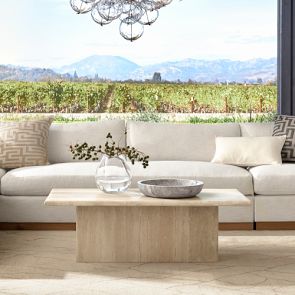 Ortega Travertine Rectangular Coffee Table (48" ) | Williams Sonoma
