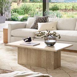 Ortega Travertine Rectangular Coffee Table (48" ) | Williams Sonoma
