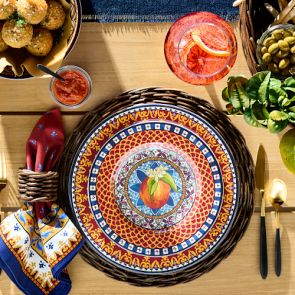 Sicily Red Outdoor Melamine Dinner Plates Set of 4