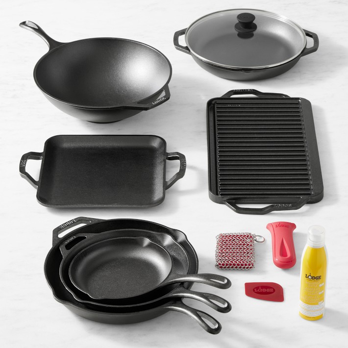 Lodge Chef Collection Seasoned Cast Iron 12-Piece Cookware Set ...