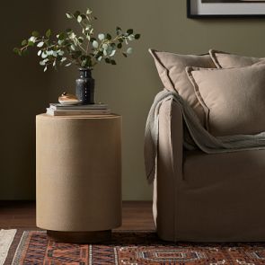 Inez Side Table - Elegant Oak & Shagreen Design | Williams Sonoma