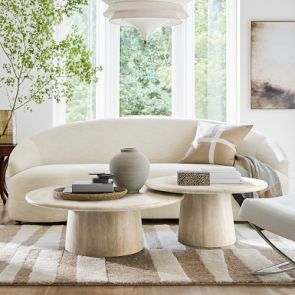 Ortega Travertine Nesting Coffee Tables (36"- 70.5") | Williams Sonoma