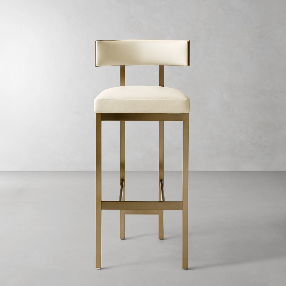 OPEN BOX: Emma Bar Stool, Ivory, Brass | Williams Sonoma