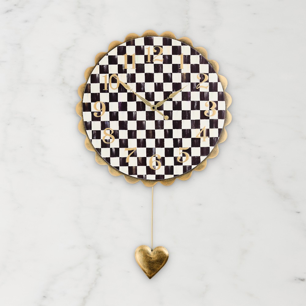 MacKenzie Childs Courtly Check Heart Pendant Clock | Williams Sonoma