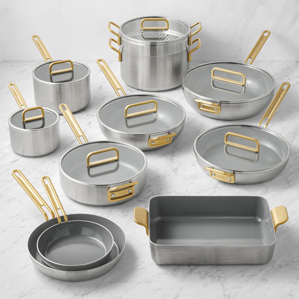 GreenPan Stanley Tucci 18-Piece Ceramic Nonstick Cookware | Williams Sonoma